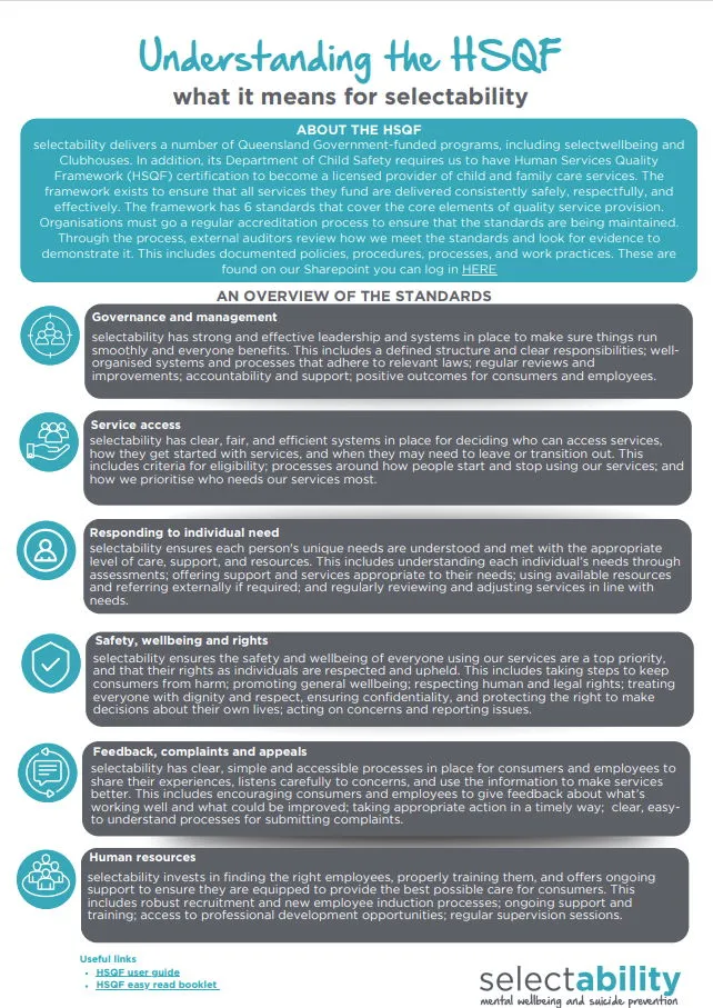 HSQF resources | selectability